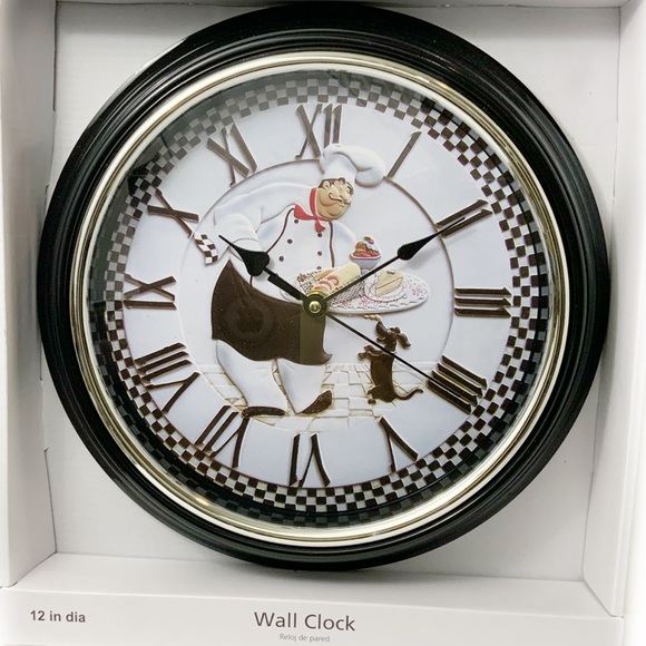 Seasonal Industries | Wall Decor | Fat Chef Round Wall Clock 2 Battery ...